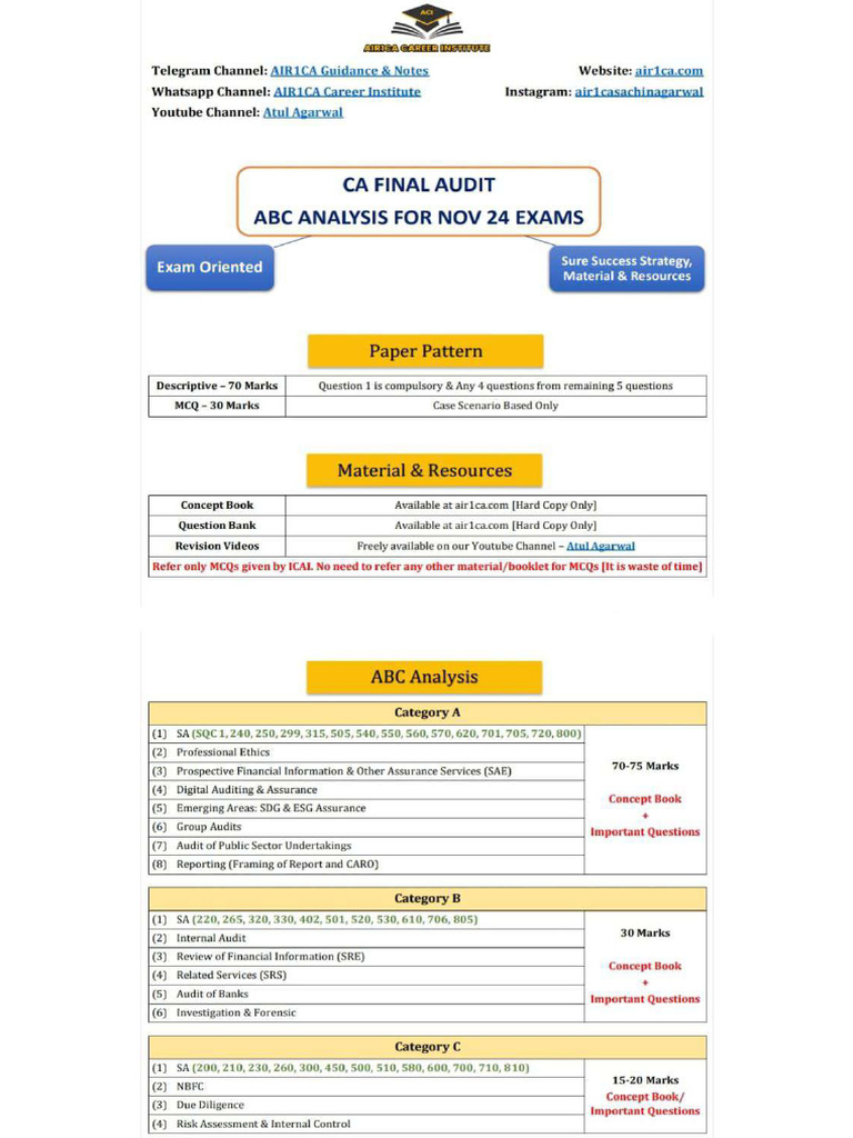 Audit - ABC Analysis and Important Questions Air1CA | PDF