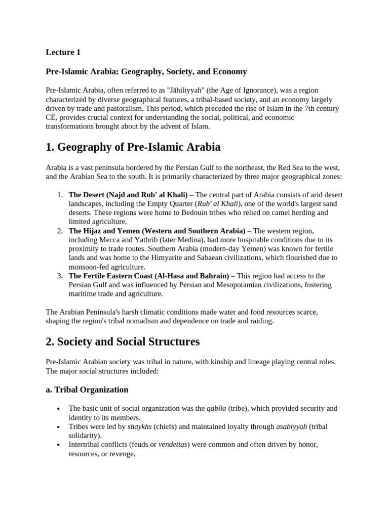 Pre-Islamic Arabia: Society and Economy | PDF | Arabian Peninsula | Arabs