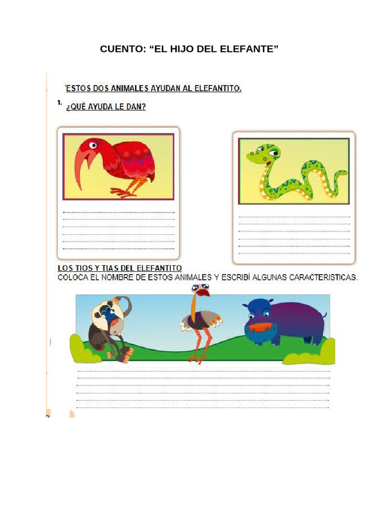 Cuento El Hijo Del Elefante 3ro | PDF