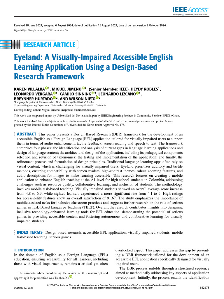 Eyeland A Visually-Impaired Accessible English Learning Application Using A Design-Based ...