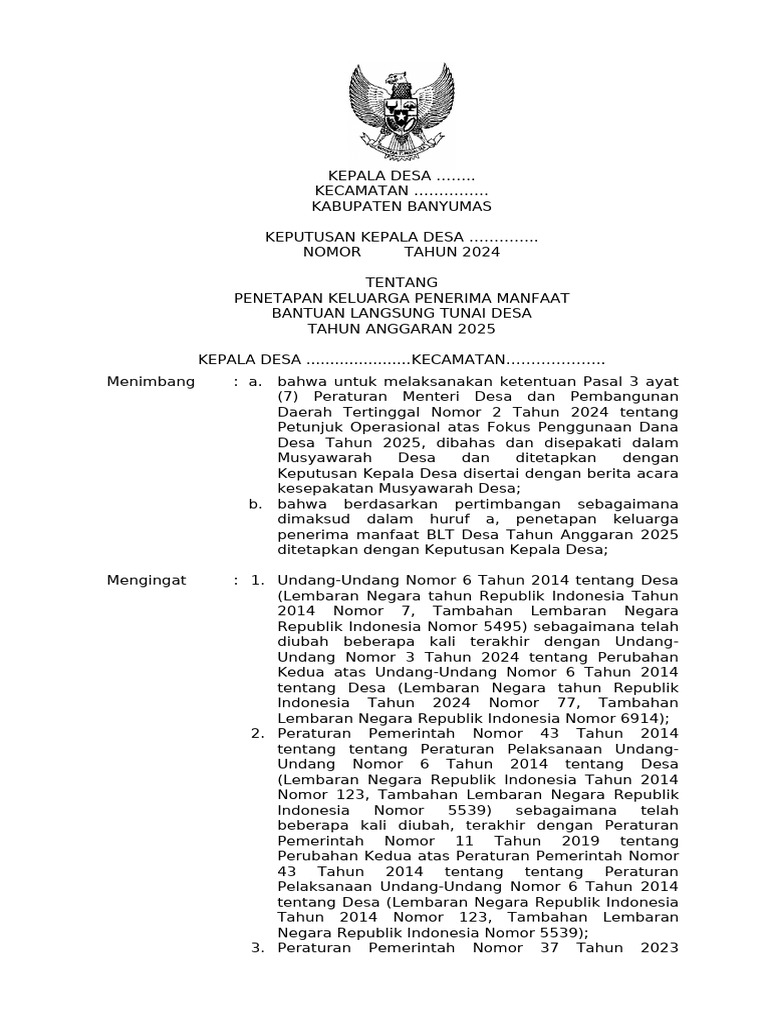 Contoh SK KPM BLT 2025 | PDF