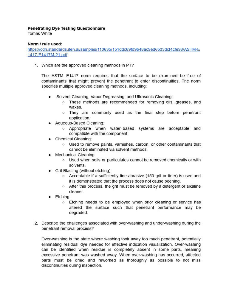 Penetrant Dye Testing Guidelines | PDF | Ultraviolet