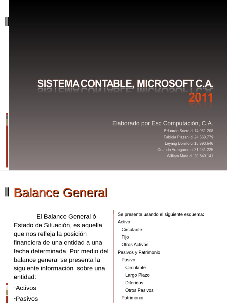 Presentacion_Sistema_Contable | PDF | Contabilidad | Hoja de balance