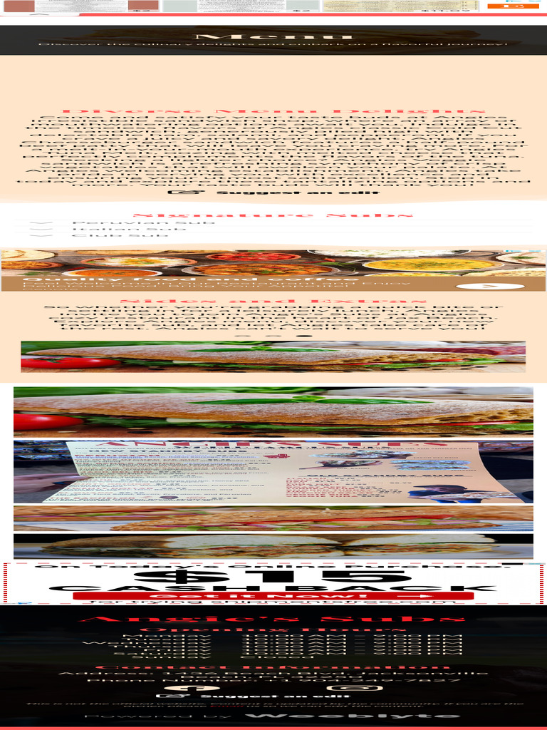 Angie's Subs Menu (Updated December 2023) | PDF | Foods | Cuisine
