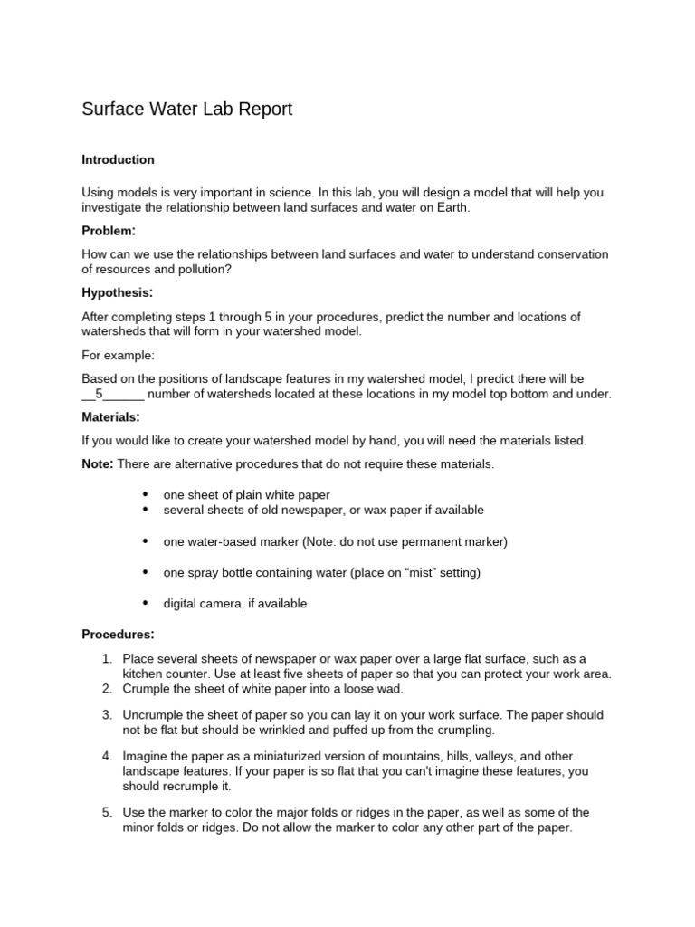 Watershed Model Lab Report | PDF | Stream | River