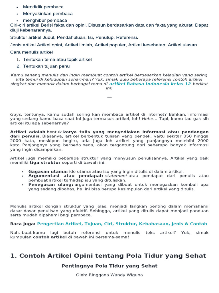 Contoh Artikel Opini Kesehatan dan Media | PDF