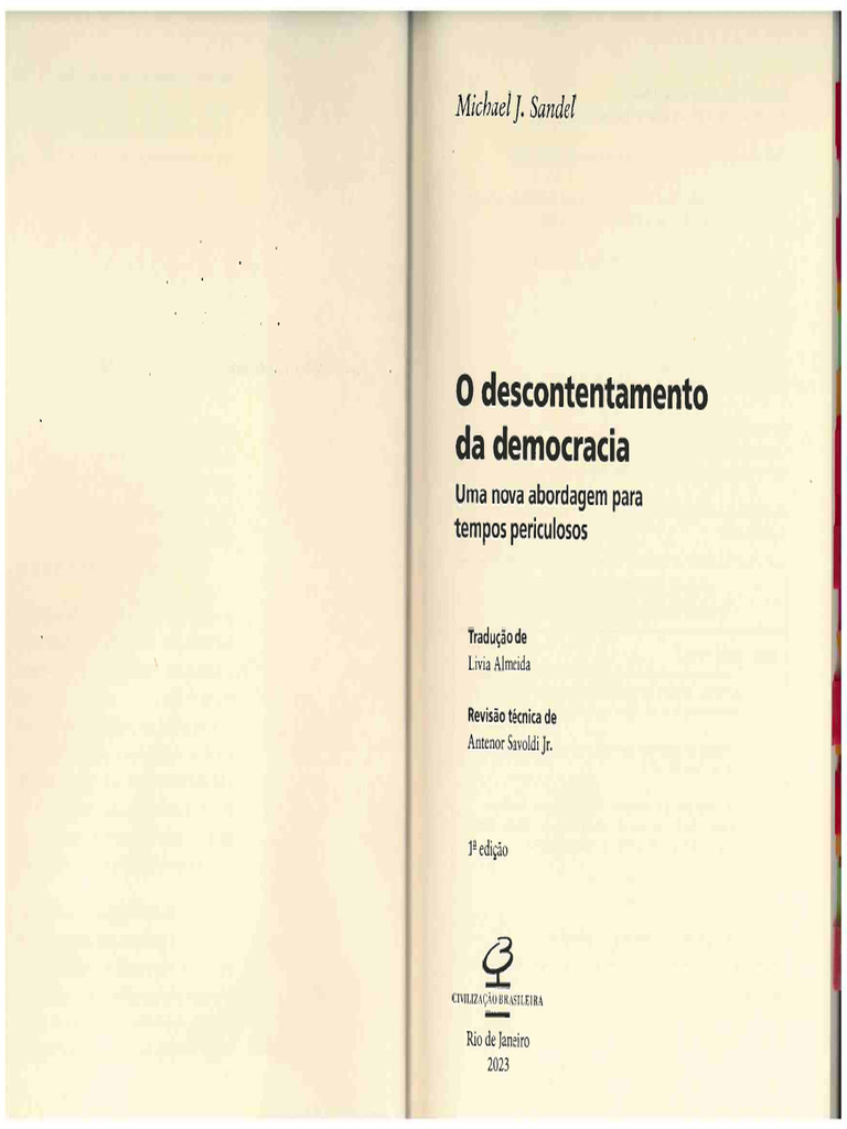 Sandel - Descontetamento da Democracia - Cap 3 | PDF