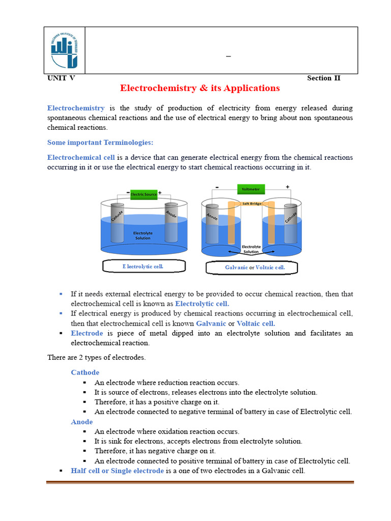 5. Electrochemistry and its applications | PDF | Electrochemistry ...