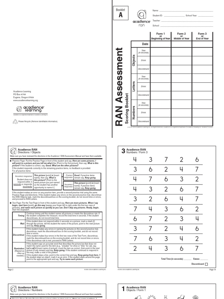 AcadienceRAN Scoring a English | PDF