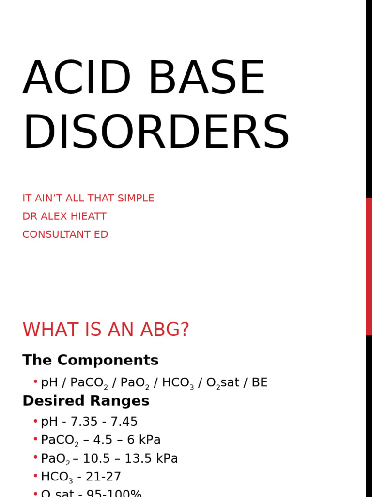 Acid Base Presentation | PDF | Intensive Care Medicine | Physiology