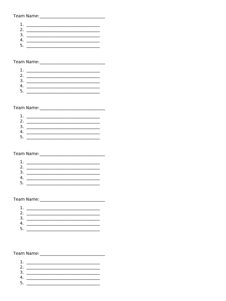 Team Registration Form | PDF
