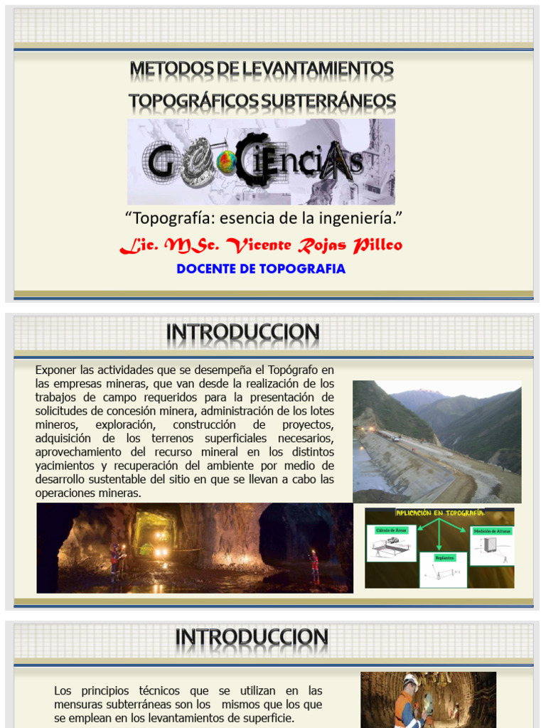 Metodos de Levantamientos Topográficos Subterráneos | PDF | Topografía
