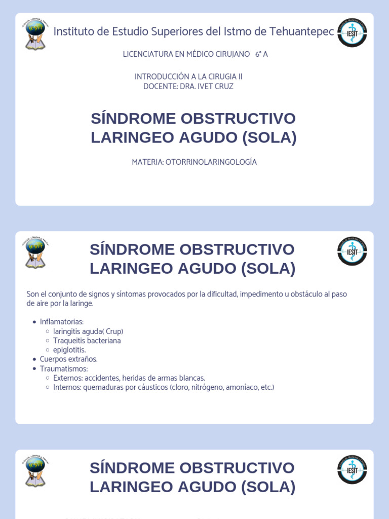 Síndrome Obstructivo Laríngeo | PDF | Medicina CLINICA | Especialidades Medicas