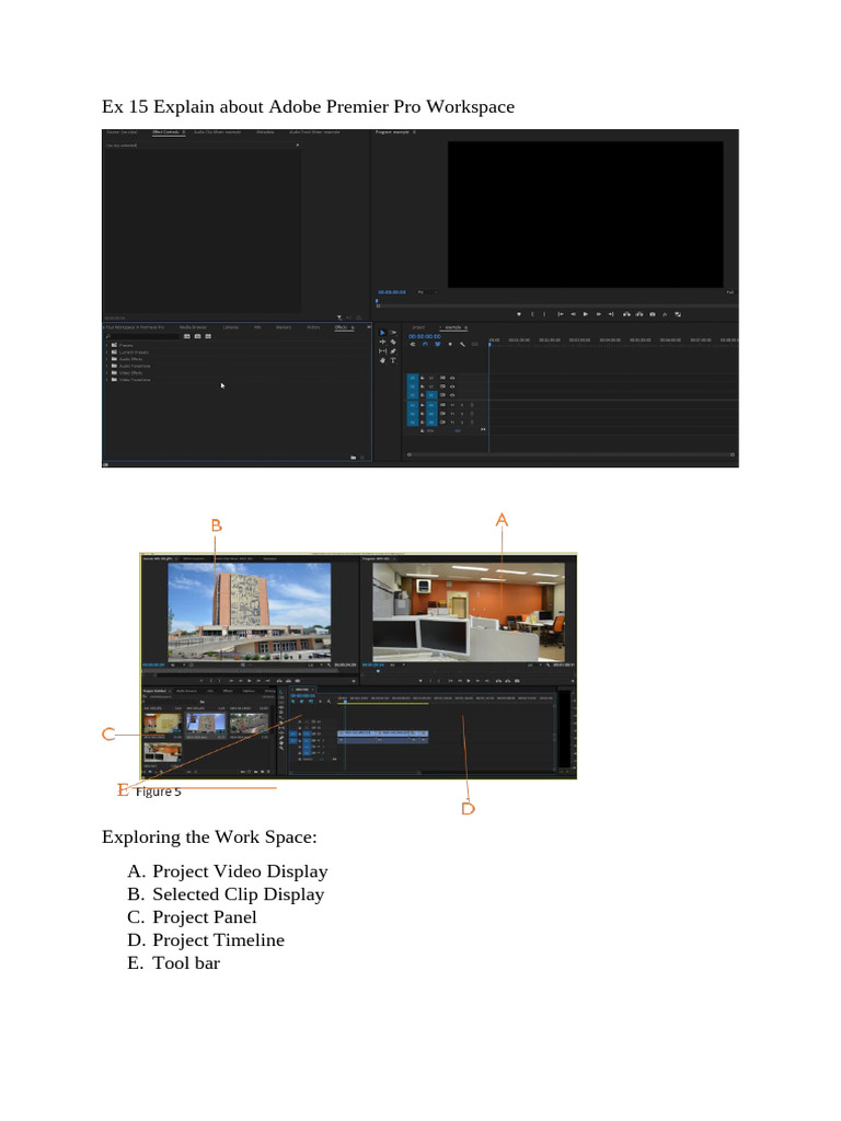 Ex 15 - Adobe Premiere - Explain About Adobe Premier Pro Workspace | PDF