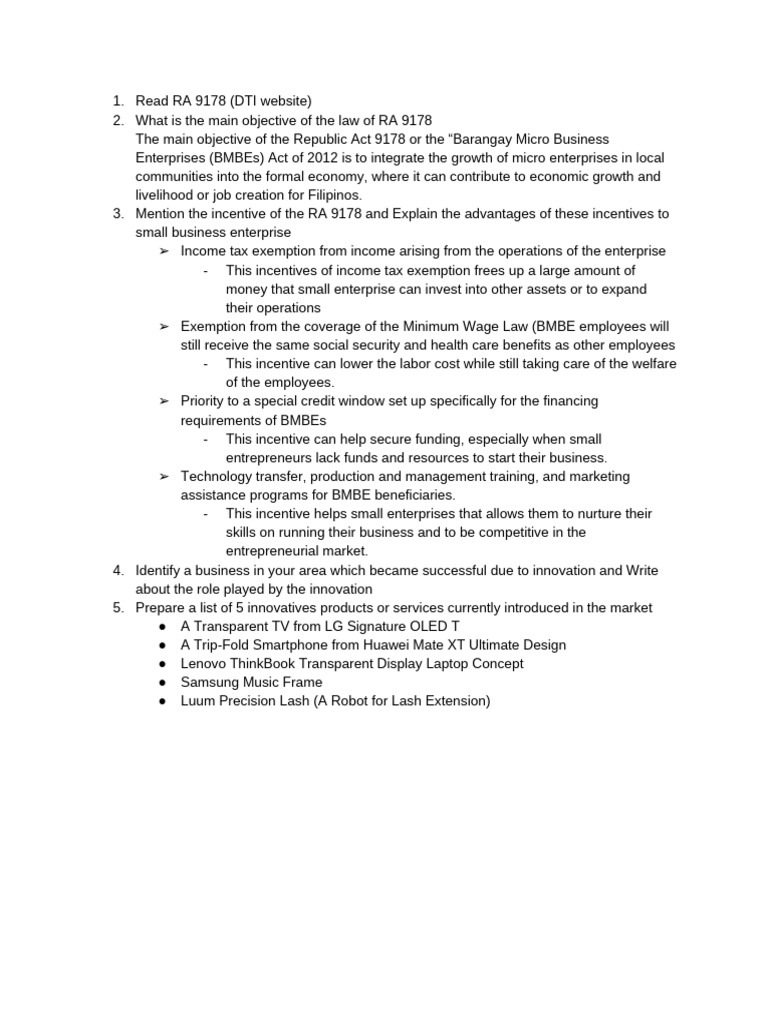 Activity About RA 9178 | PDF