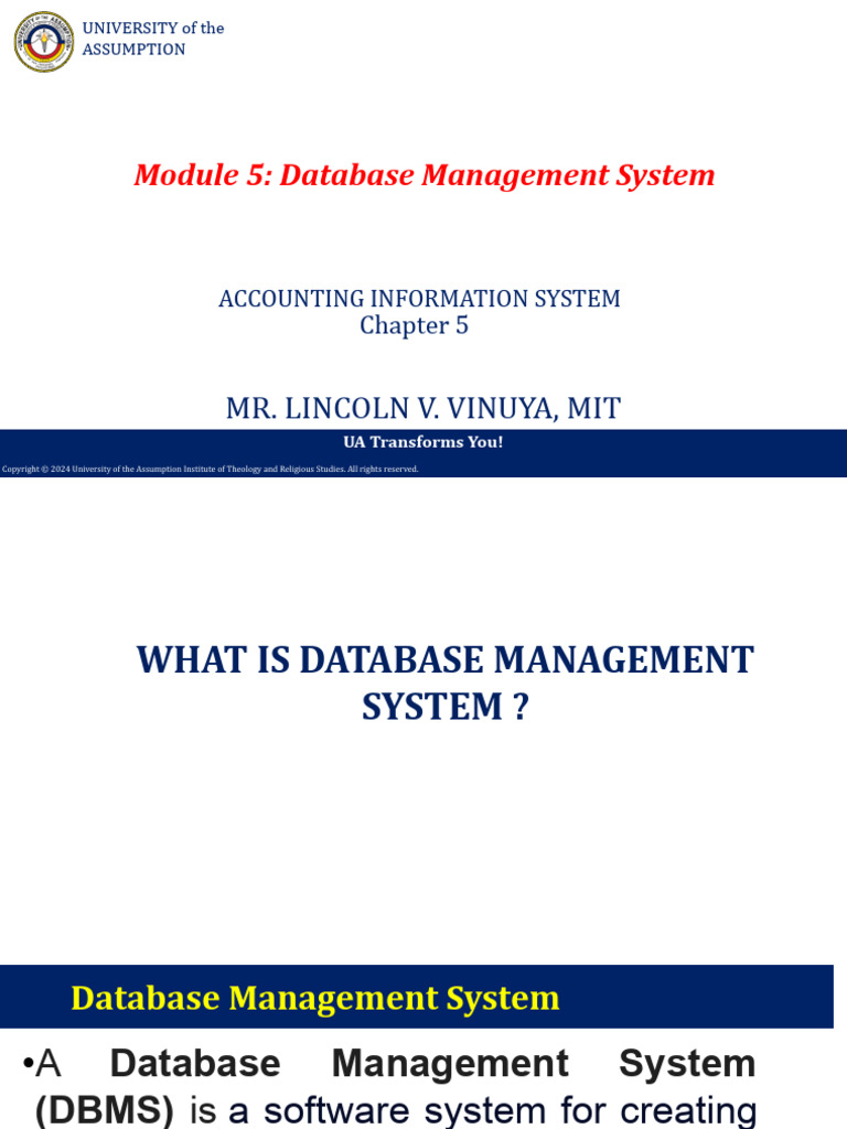 AIS Chapter 5 DATABASE MANAGEMENT SYSTEM | PDF | Databases | Relational Database