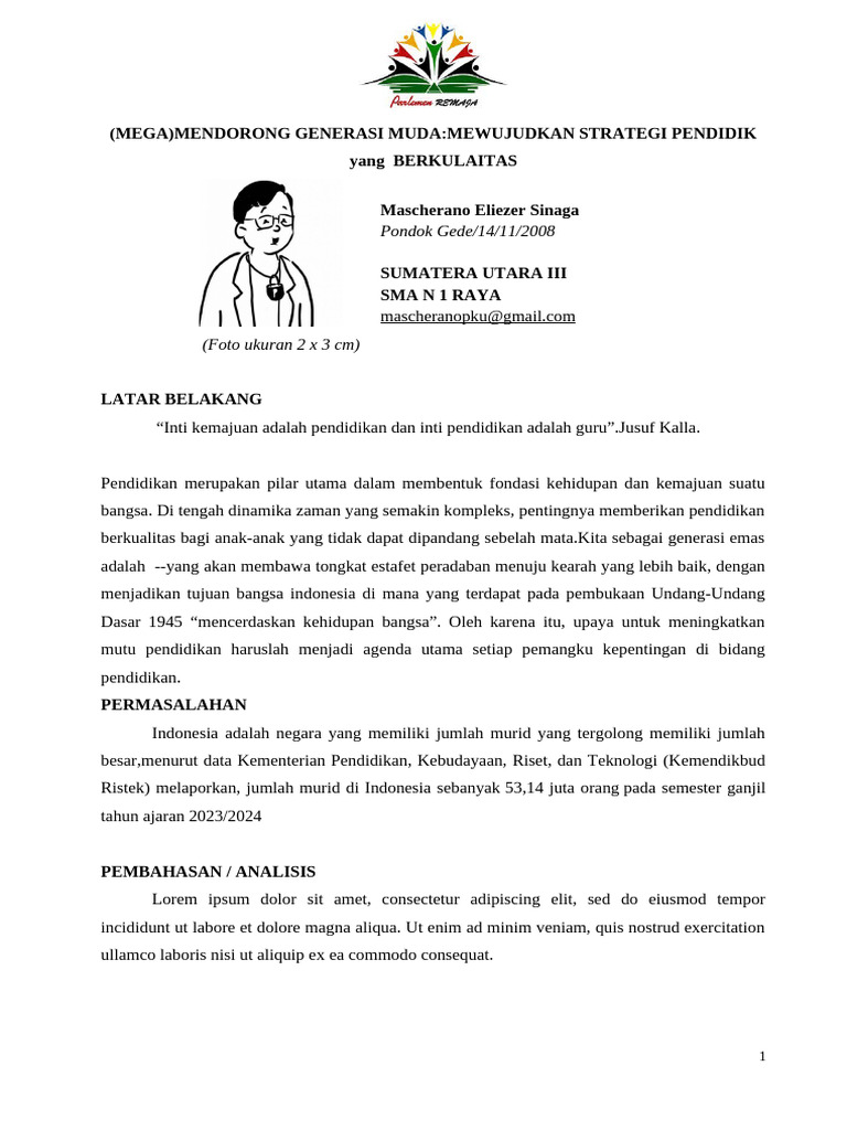 Template Esai Parlemen Remaja 2024 | PDF