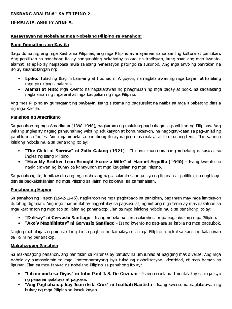 Demalata - Takdang Aralin #1 | PDF