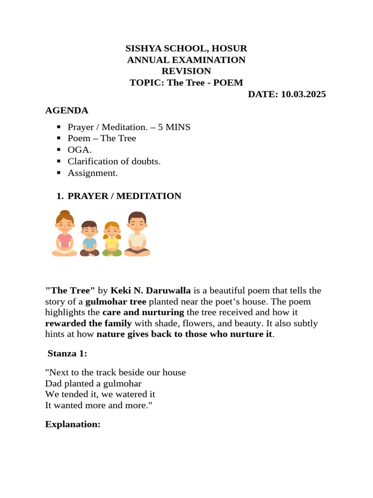 The Tree Poem Analysis and Questions | PDF | Poetry