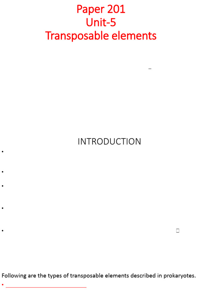 Transposable Elements 201 | PDF | Transposable Element | Plasmid