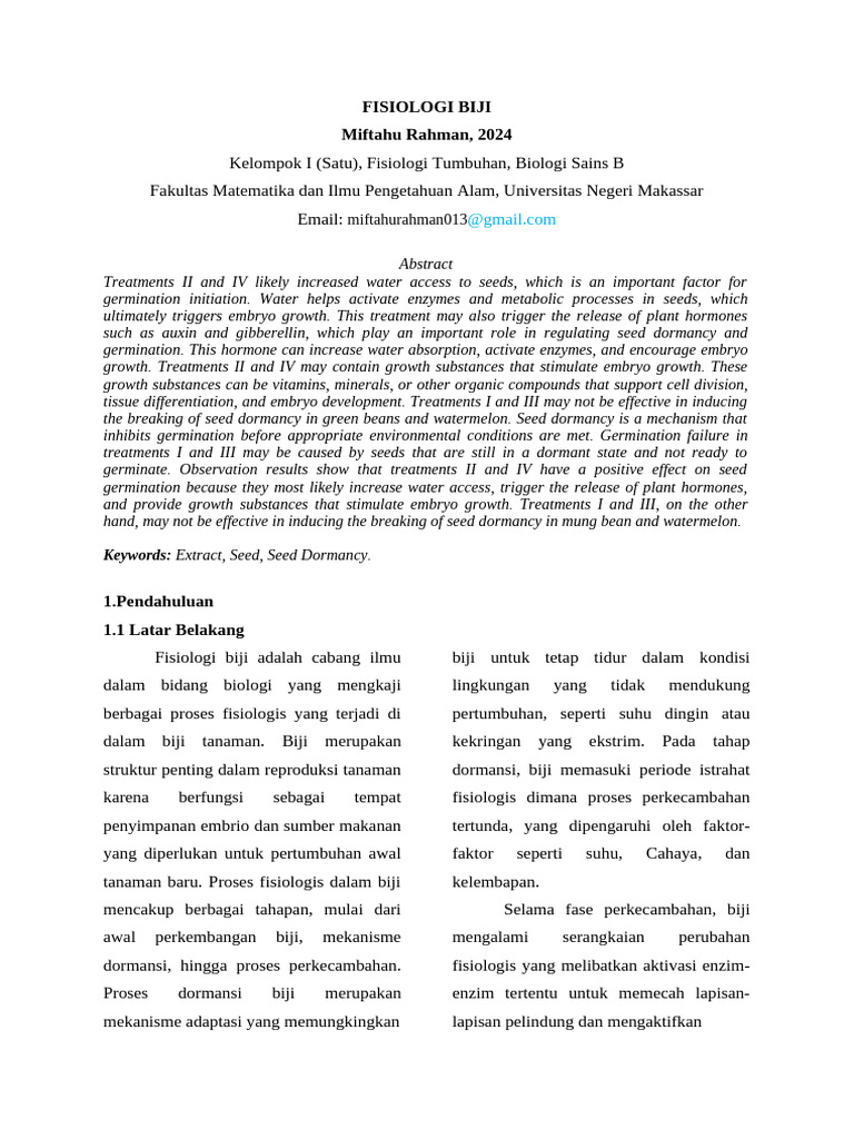 Fisiologi Biji Tasnim Fistum. | PDF