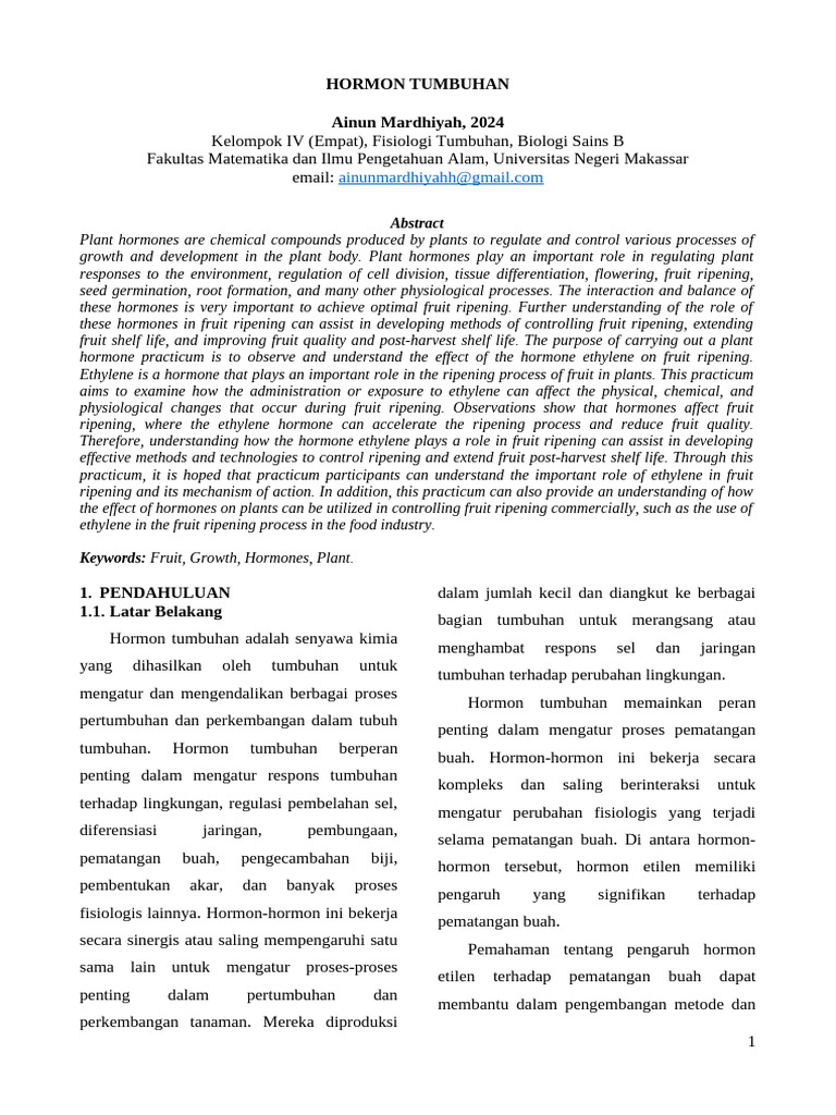 Prak Fistum. Hormon Tumbuhan | PDF