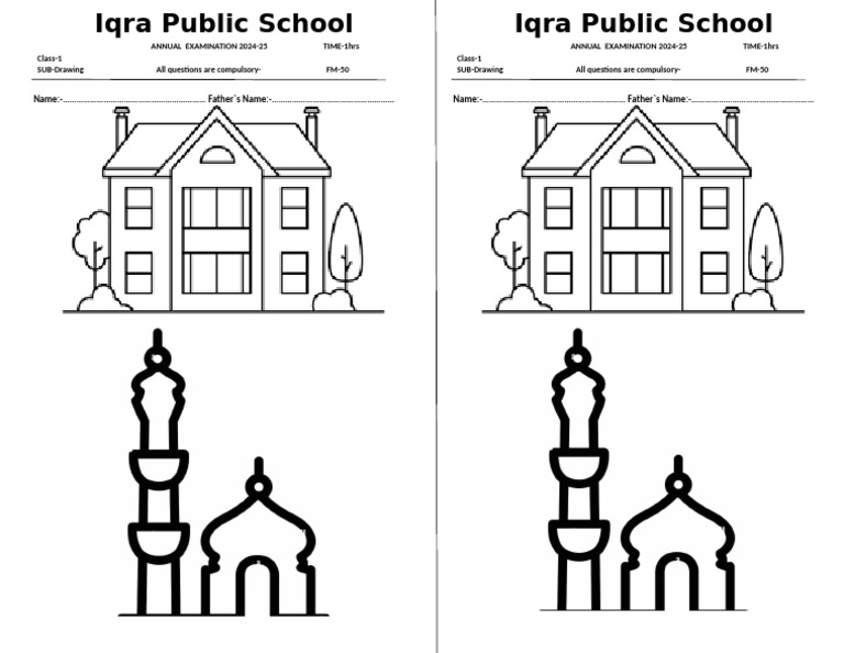 CLASS-1 DRAWING Annual EXAM 2024-25 | PDF