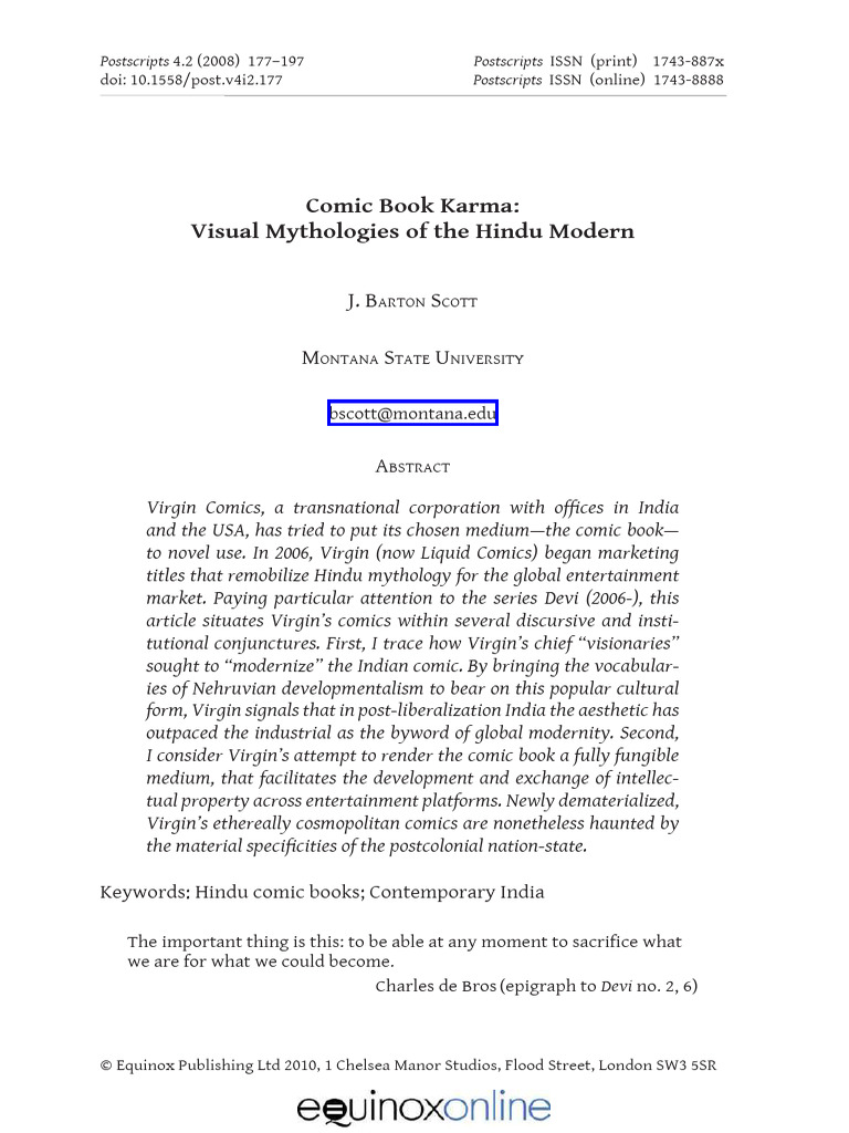 Comic Book Karma Visual Mythologies of T | PDF