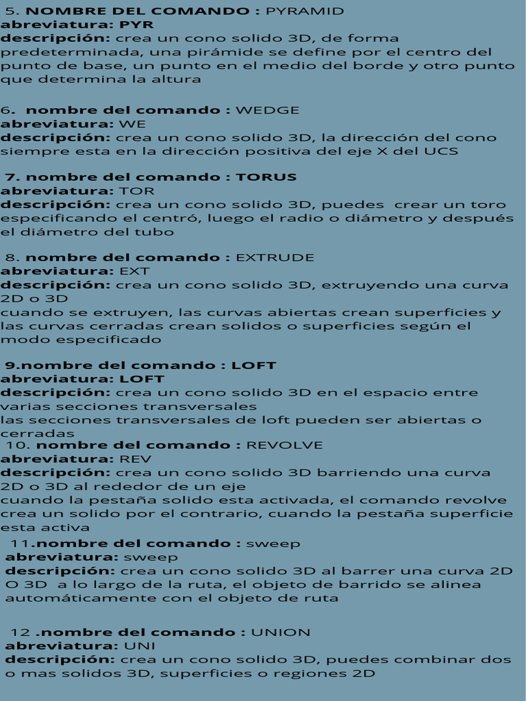 Comando Loft en AutoCAD Español | PDF