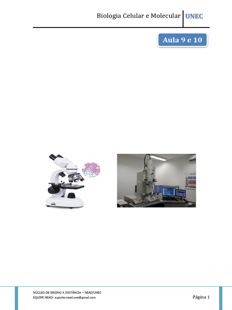 5 - Biologia Celular e Molecular - Aulas 9 e 10 | PDF | Microscópio ...