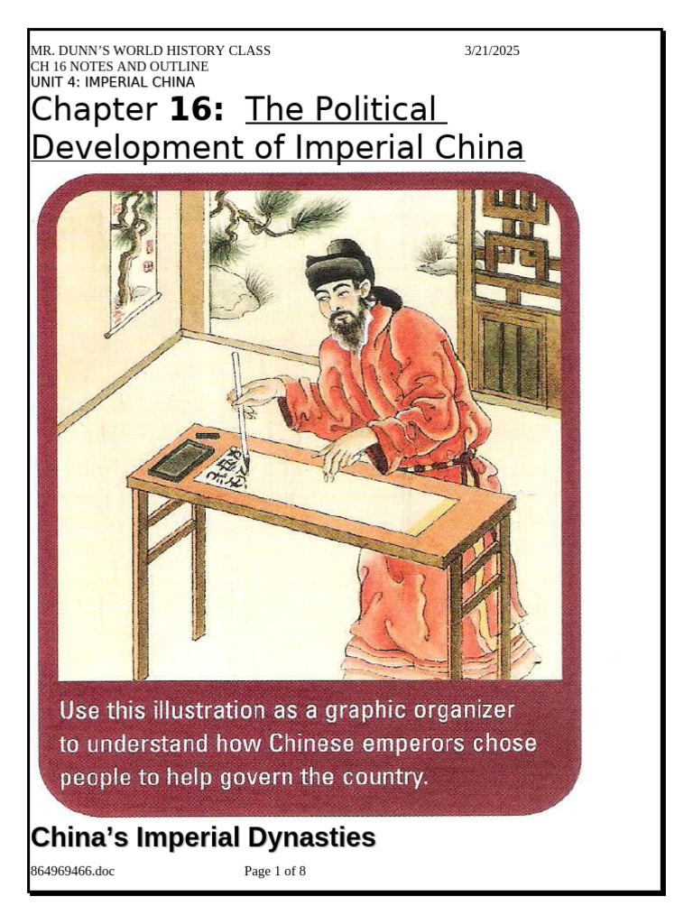 Imperial China: Political Development Notes | PDF | Emperor Of China ...