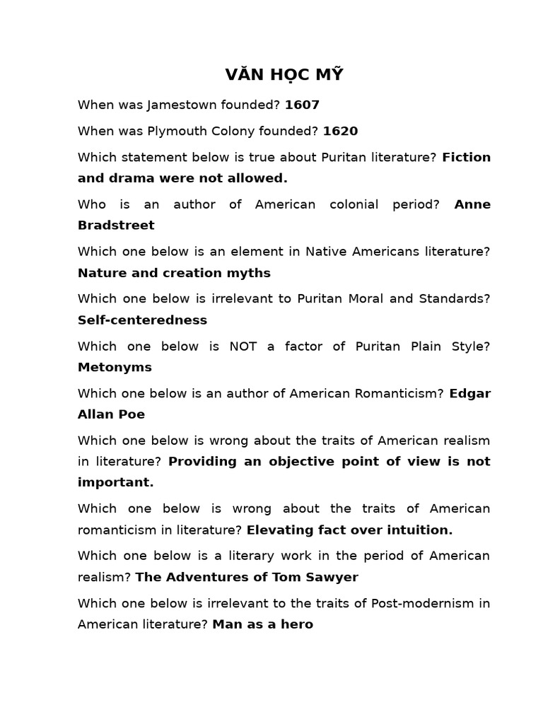 Overview of American Literature Periods | PDF | Modernism | American ...