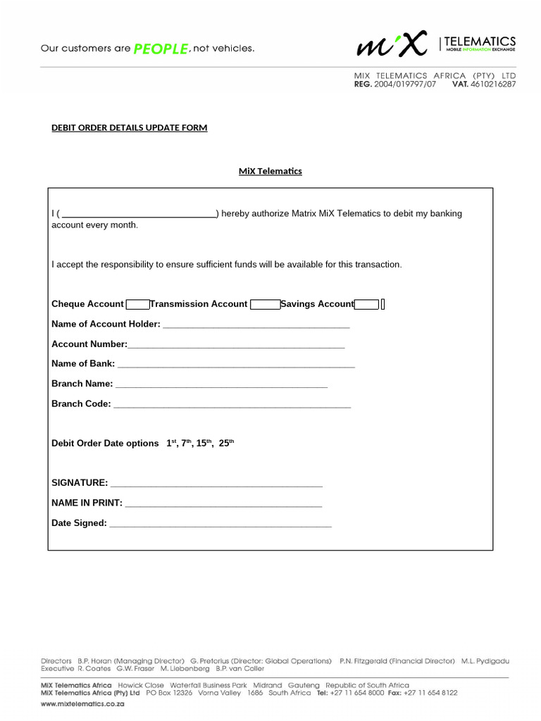 Debit Order Details- 2022 | PDF