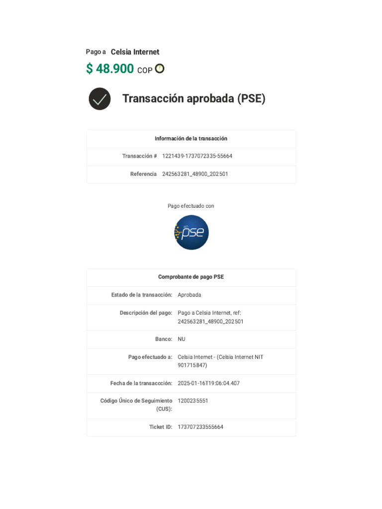 Pago Celsia Internet por PSE | PDF