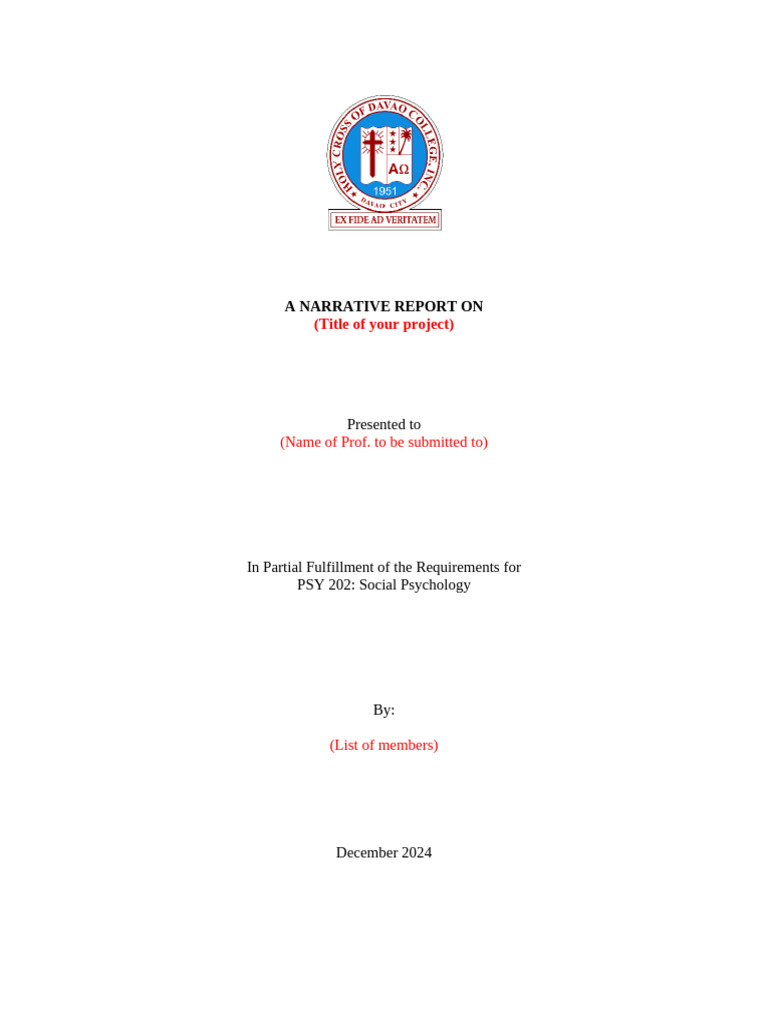 A NARRATIVE REPORT (SAMPLE) | PDF | Psychological Concepts | Psychology