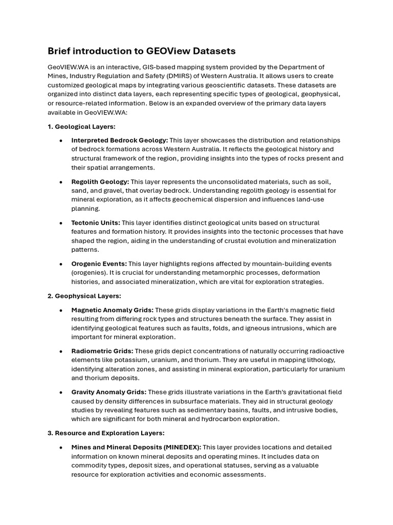 Brief Intro To Geoview Datasets | PDF | Geology | Rock (Geology)