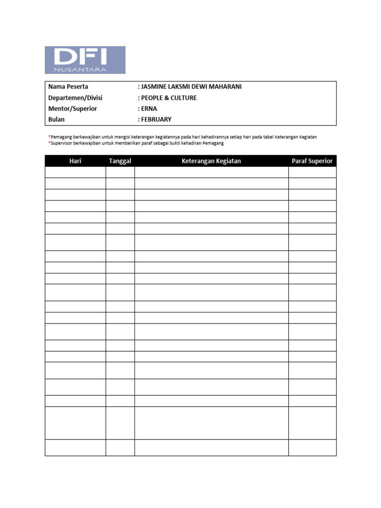 Absensi Magang Dfi | PDF