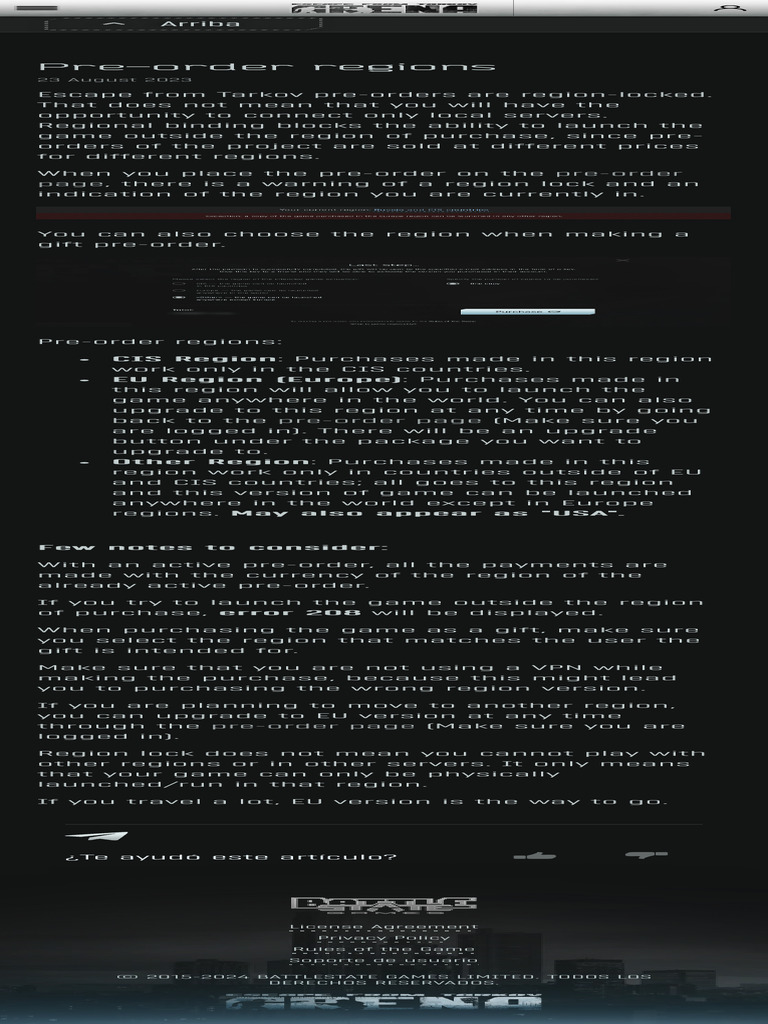 Pre-Order Regions - Escape From Tarkov Arena | PDF | Computing