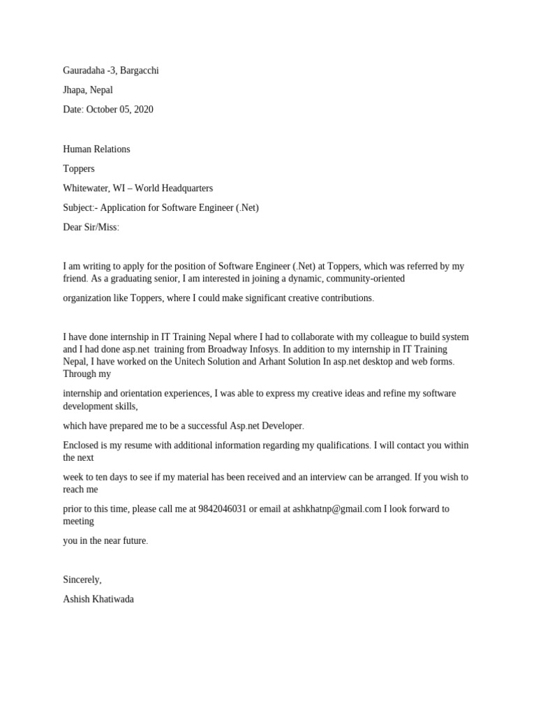 Cover Letter | PDF