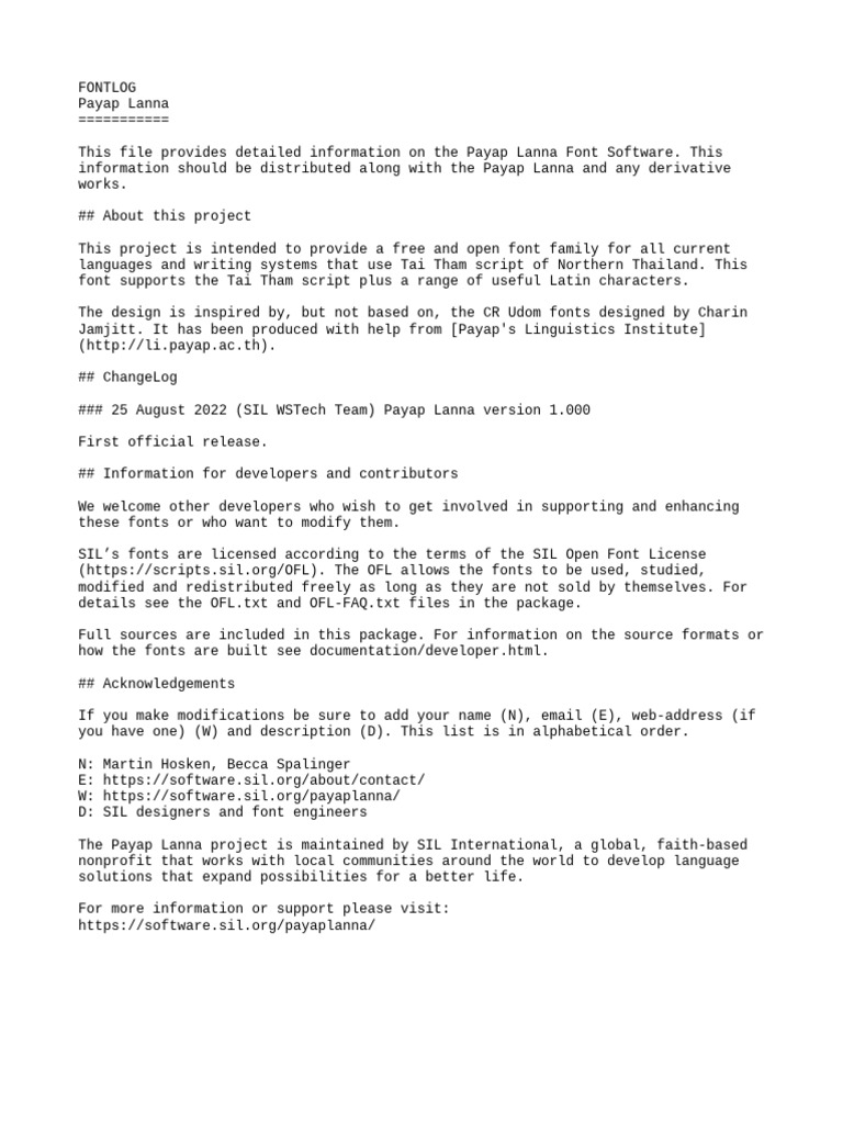 Payap Lanna Font Software Overview | PDF