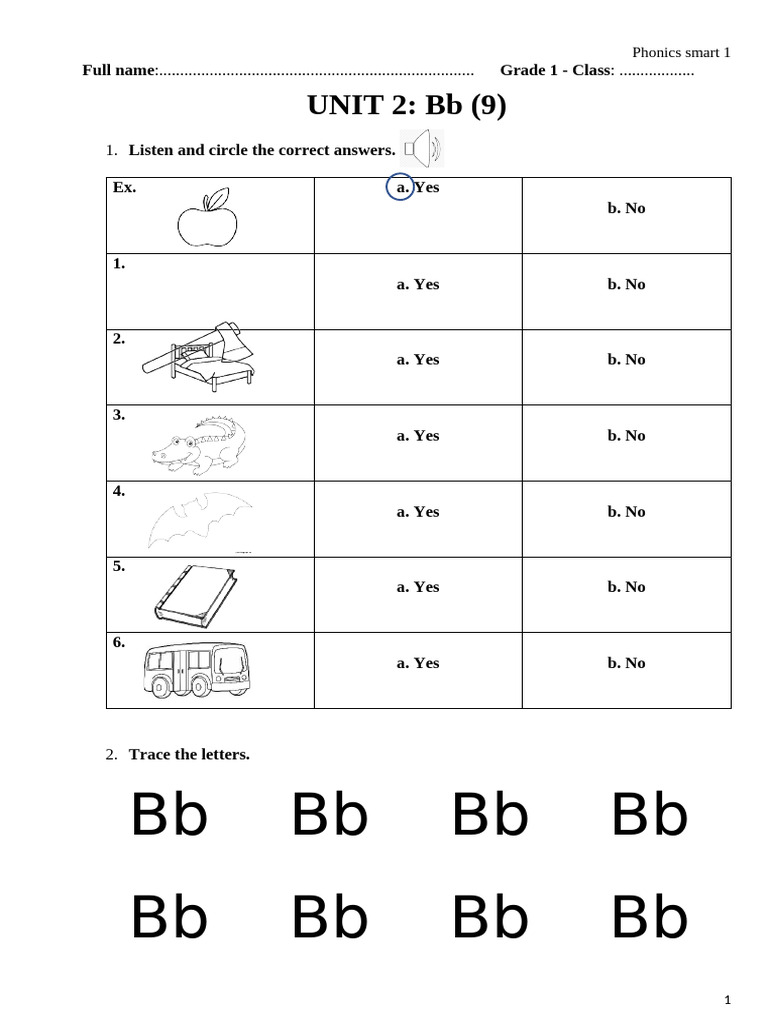 Phonics Smart 1: Unit 2 Bb Activities | PDF