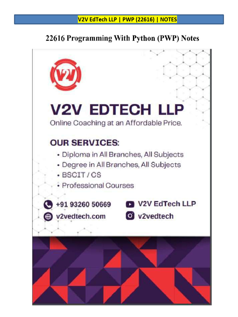 V2V EdTech PWP 22616 Notes | PDF