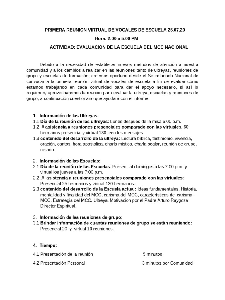 Informe de Escuela MCC Olanchito | PDF