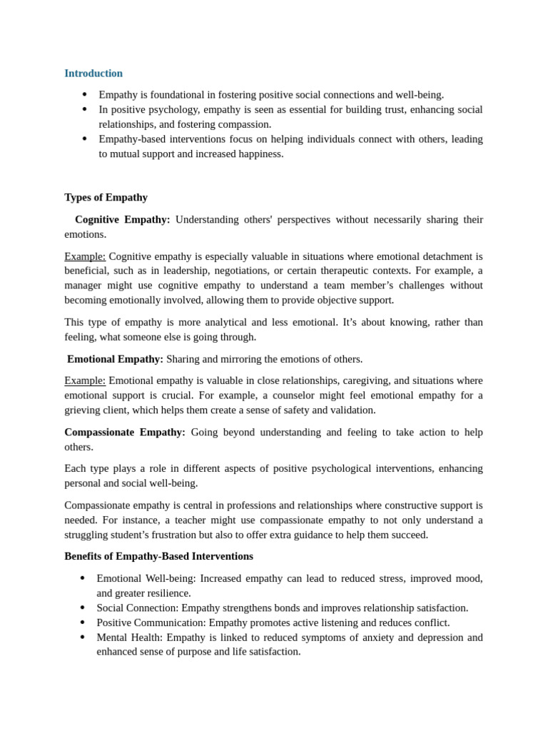 Empathy Interventions for Well-Being | PDF | Empathy | Compassion