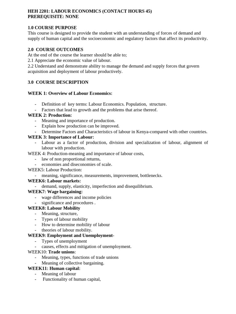 Labour Economics Course Overview | PDF | Labour Economics | Economic Growth
