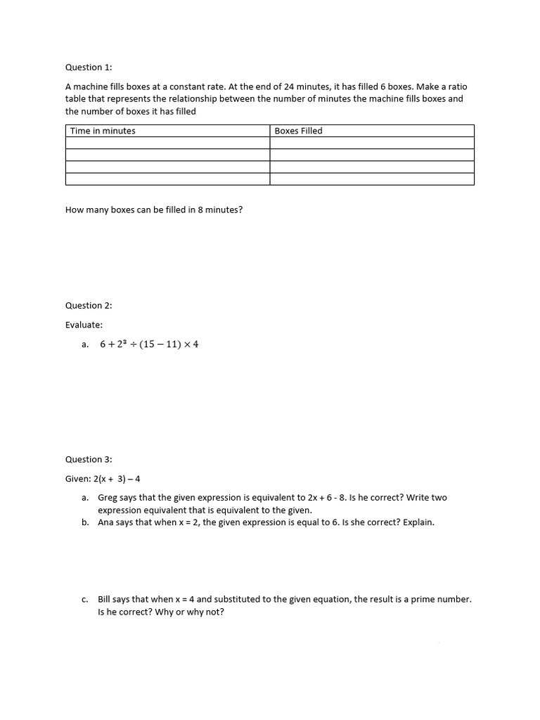 Final Practice Grade 6 Math | PDF