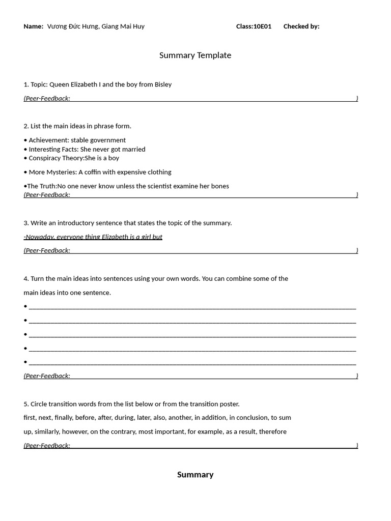 Writing Queen Elizabeth and The Boy From Bisley | PDF | Grammar ...