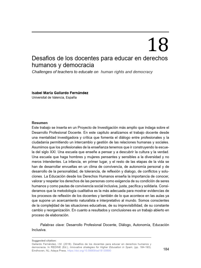 Desafíos docentes en derechos humanos y democracia | PDF | John Dewey ...