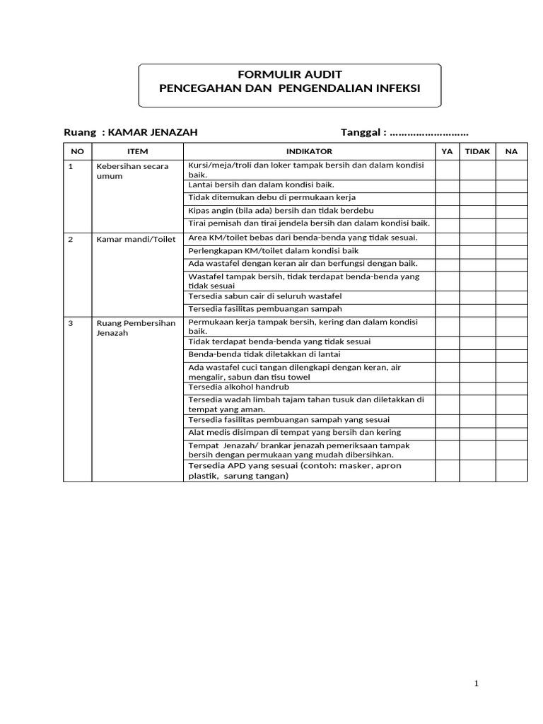 Formulir Audit Kamar Jenazah | PDF