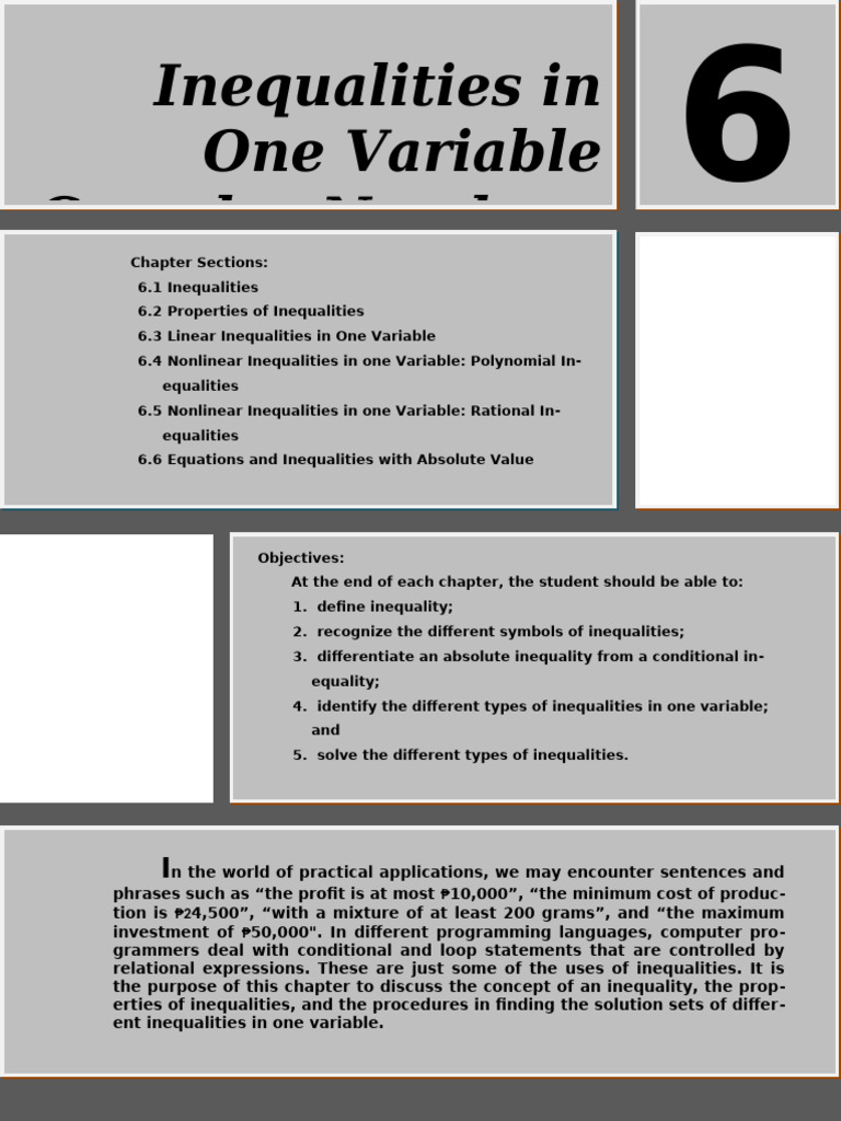 Inequalities in One Variable Explained | PDF | Quadratic Equation ...